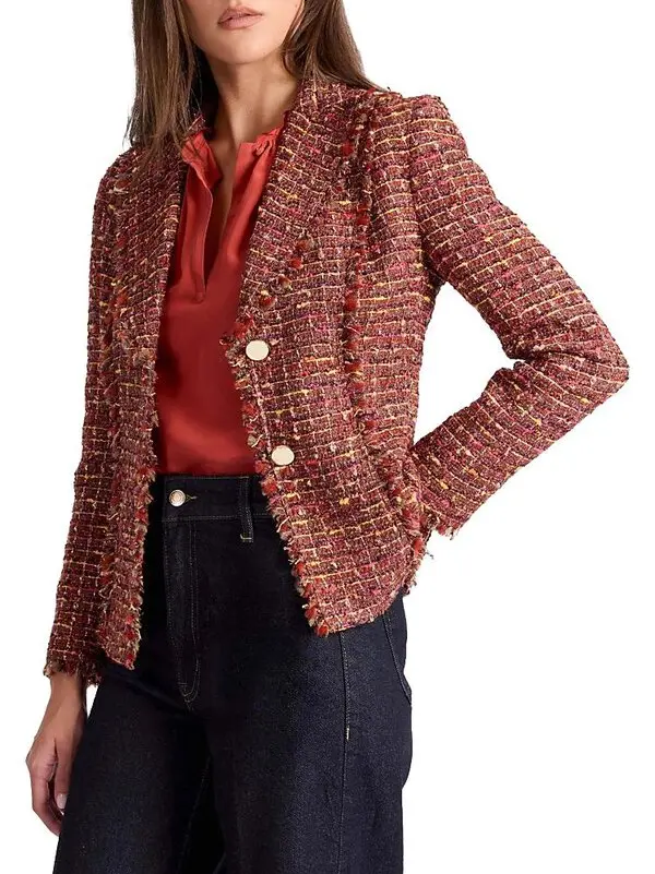 Santorelli Trish Tweed Jacket With Fringe - Auburn Multi