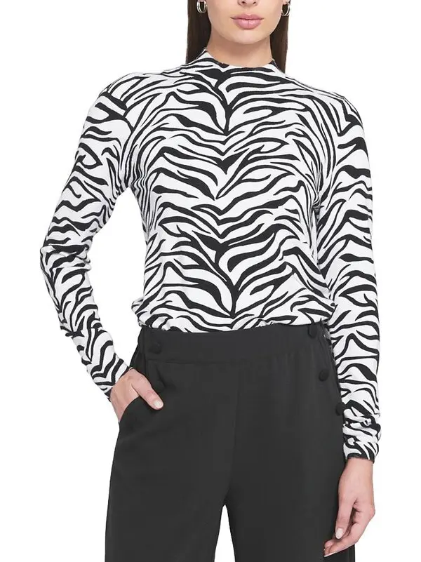 ELLE COLLECTION Zebra Printed Feather Weight Top - White And Black