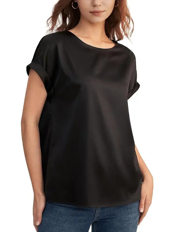 Lilysilk Short Sleeve Round Neck T-shirt - Black