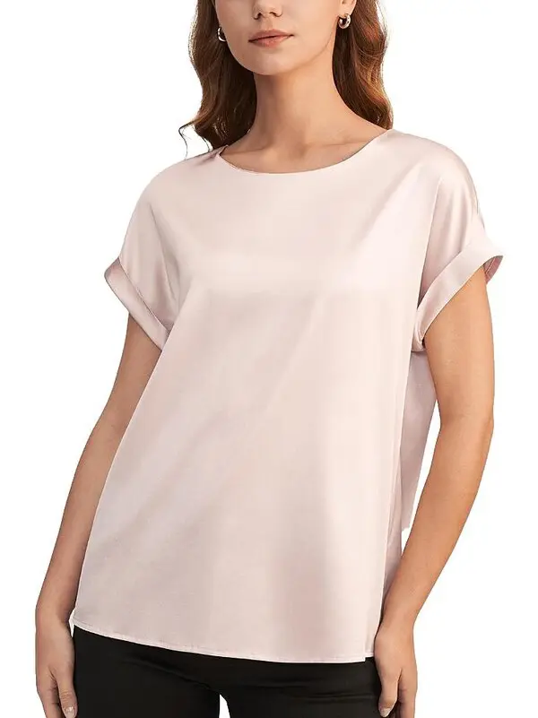 Lilysilk Short Sleeve Round Neck T-shirt - Pale Pink