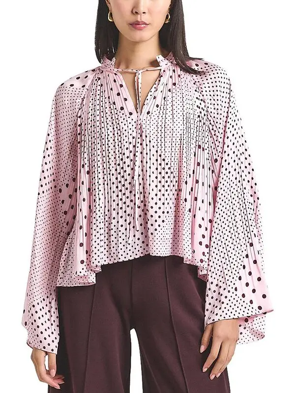 Derek Lam 10 Crosby Claira Printed Satin Top - Pink Quartz/bordeaux