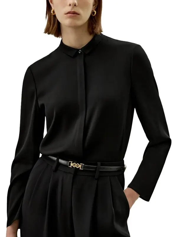 Lilysilk Classic Collar Silk Shirt - Black