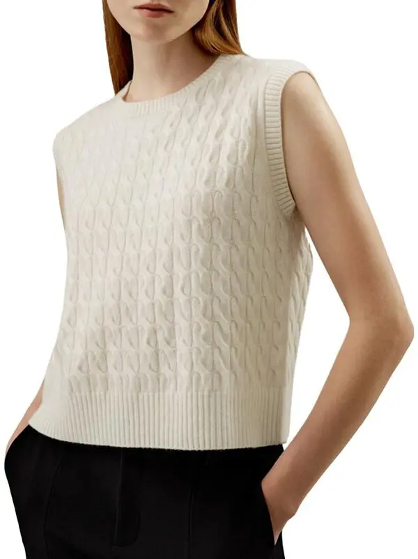 Lilysilk Cable Knit Baby Cashmere Vest - White