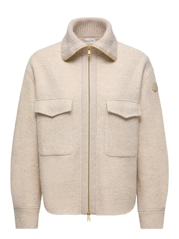 Moncler Bouclé Wool-blend Shirt Jacket - Beige