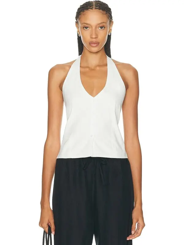 DEIJI STUDIOS Waist Halter Top - White