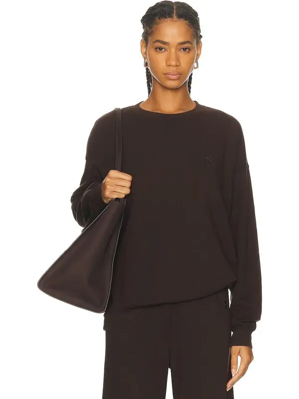 Eterne Oversized Lightweight French Terry Crewneck Sweatshirt - Espresso