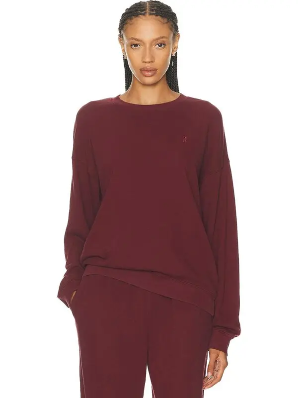 Eterne Oversized Lightweight French Terry Crewneck Sweatshirt - Oxblood