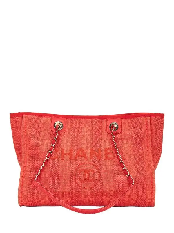 Chanel Deauville Gm Tote Bag - Red