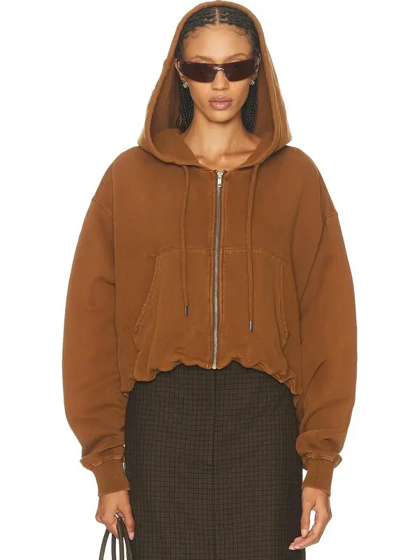 R13 Balloon Zip Up Hoodie - Light Brown