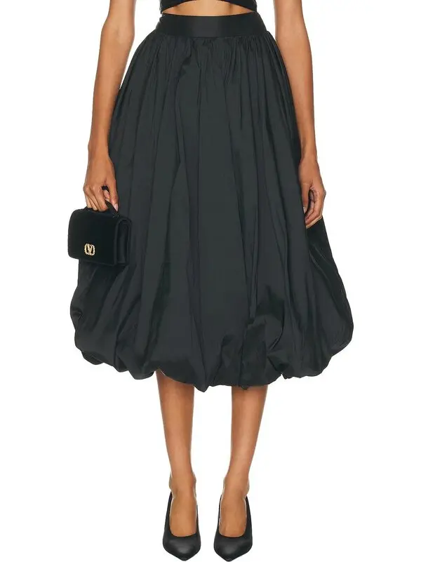 PatBO Taffeta Bloom Bubble Midi Skirt - Black