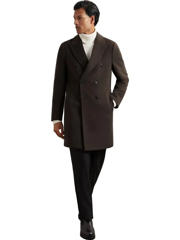 REISS Timpano Wool-blend Overcoat - Dark Khaki Green