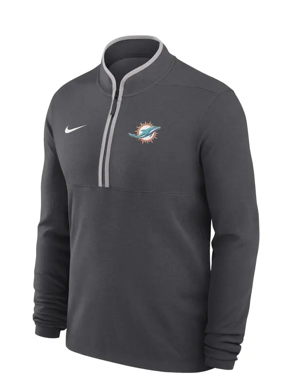 Nike Miami Dolphins Logo Victory Dri-fit Nfl 1/2-zip Long-sleeve Top - Grey