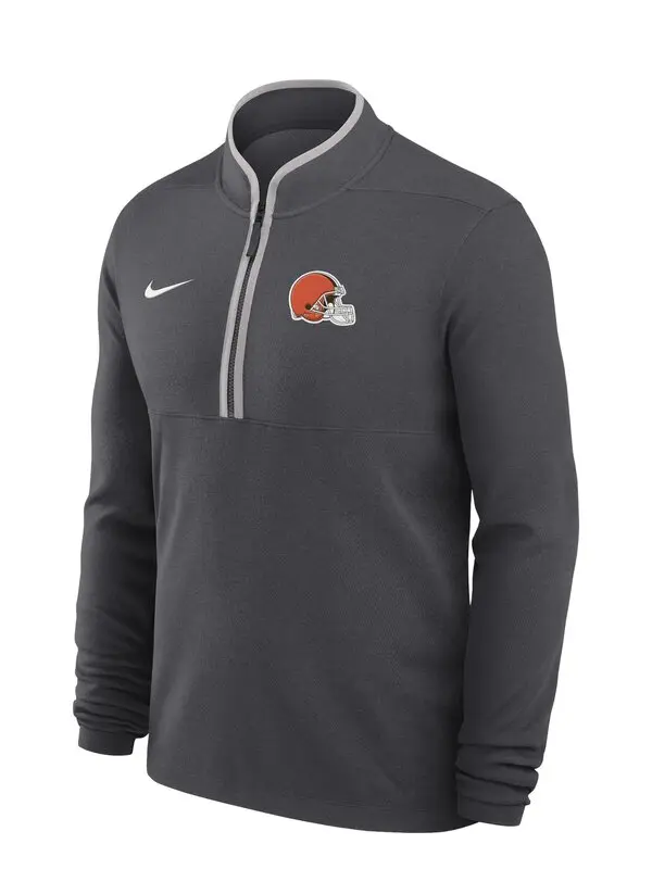 Nike Cleveland Browns Logo Victory Dri-fit Nfl 1/2-zip Long-sleeve Top - Grey