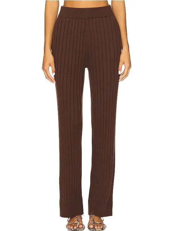 House Of Harlow 1960 X Irvina Ribbed Pant - Chocolate Brown