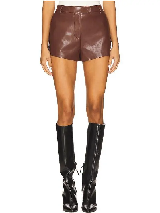 House Of Harlow 1960 Faux Leather Short - Chocolate Brown