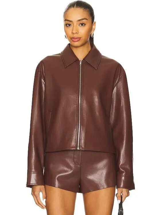 House Of Harlow 1960 X Rapha Faux Leather Jacket - Chocolate Brown