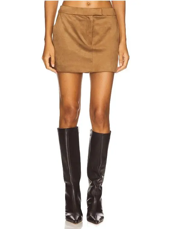 House Of Harlow 1960 X Della Faux Suede Mini Skirt - Camel Brown