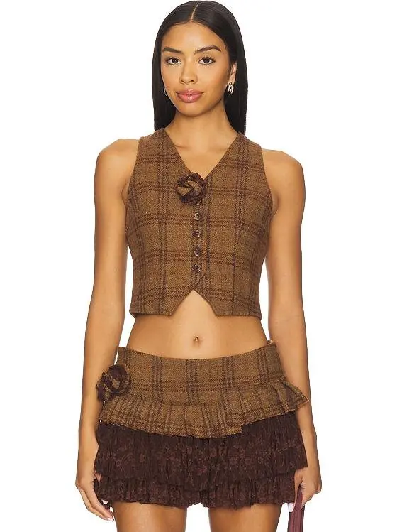 ZEMETA Rosette Wool Vest - Brown