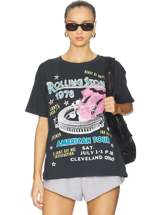 Daydreamer Rolling Stones 1978 American Tour Merch Tee - Vintage Black