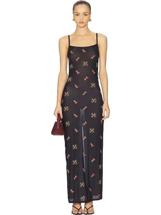 INDAH Blaire Embroidered Maxi Tank Dress - Black