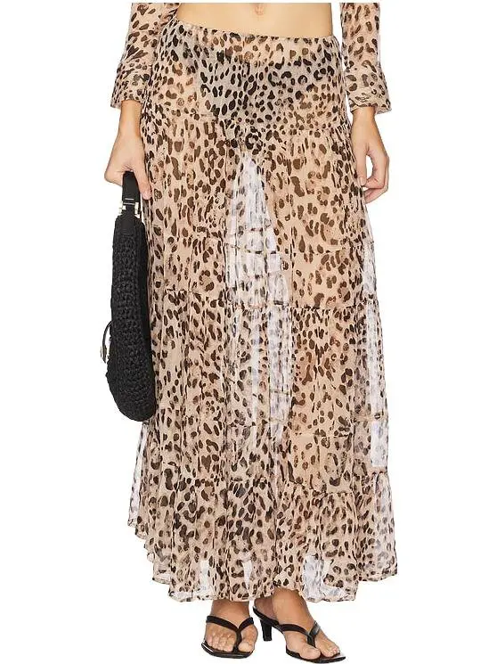 INDAH Willow Boho Maxi Skirt - Leopard