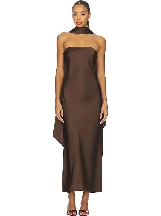 House Of Harlow 1960 X Mel Midi Dress - Chocolate Brown