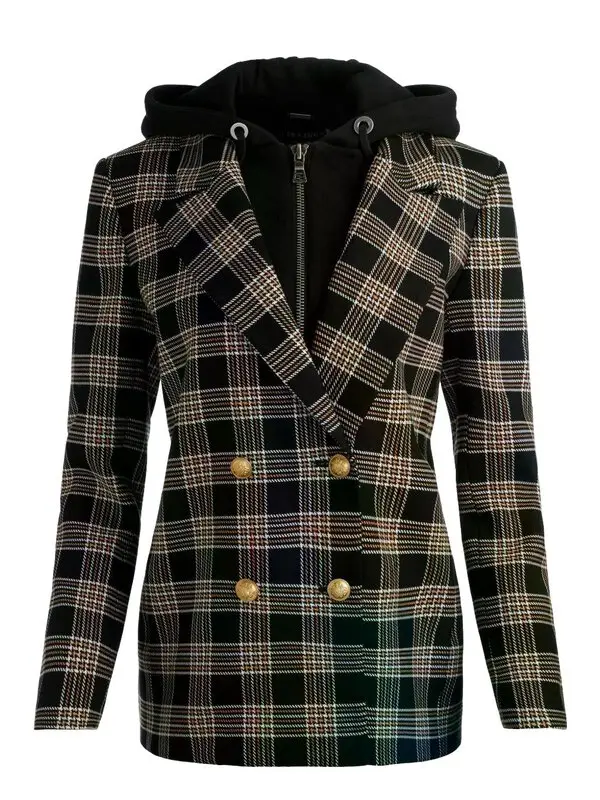 Alice + Olivia Jordan Plaid Double-breasted Jacket - Black
