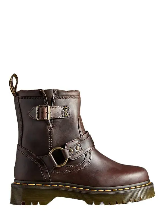 Dr. Martens Anistone Harness Moto Boots - Brown Crazy Horse