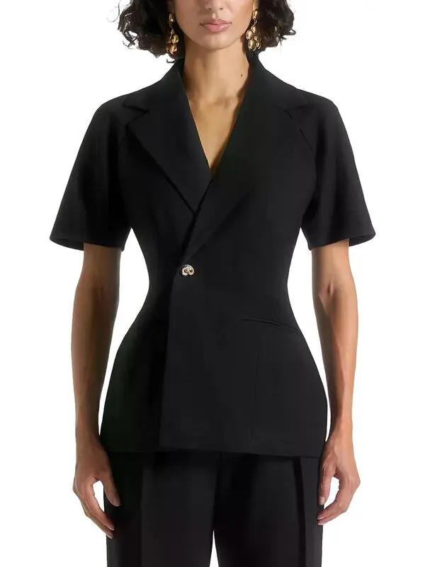 Manière De Voir Malika Short-sleeve Double-breasted Blazer - Black