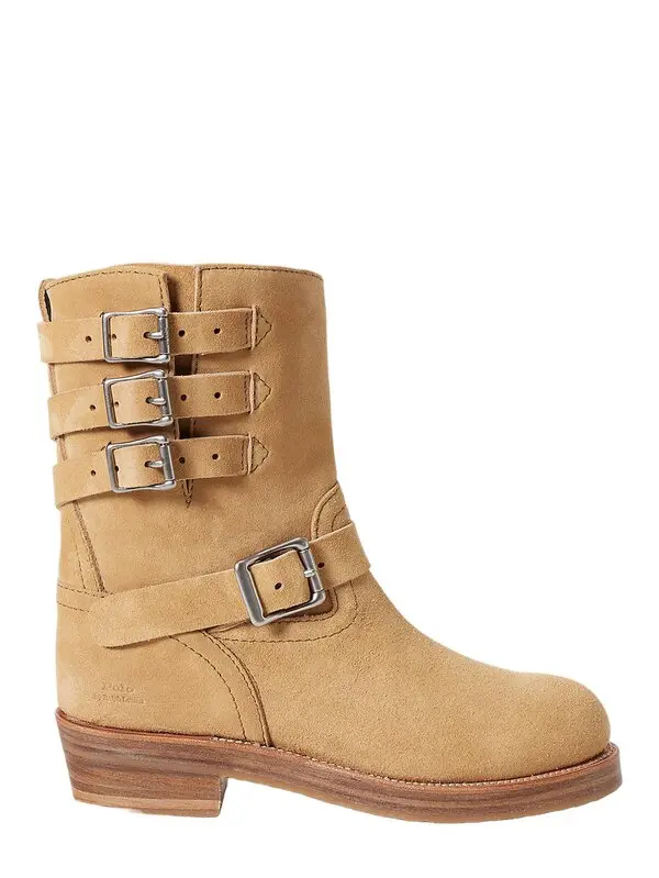 Ralph Lauren Suede Moto Boots - Caramel