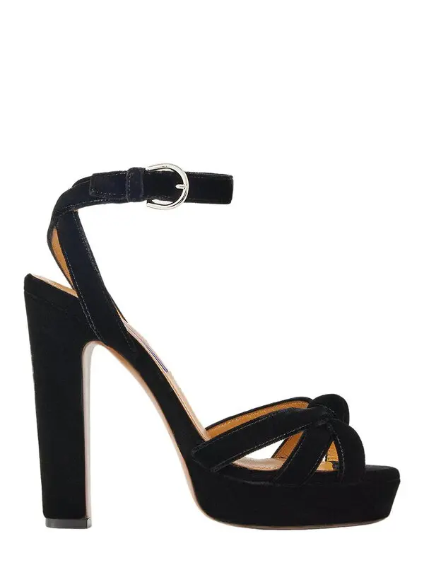 Ralph Lauren Arding 125 Mm Velvet Platform Sandal - Black