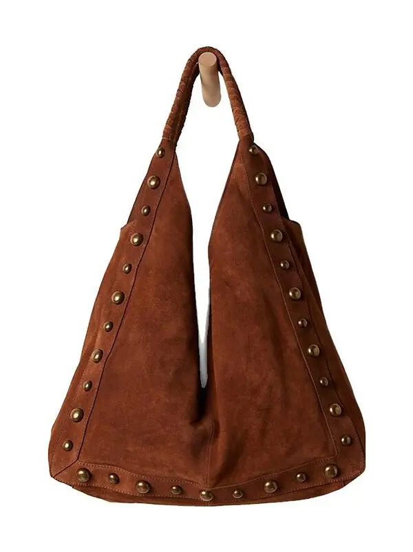 Free People Studded Suede Tote - Cognac