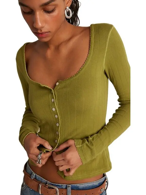 Free People Pointelle Long Sleeve Top - Fresh Sprouts