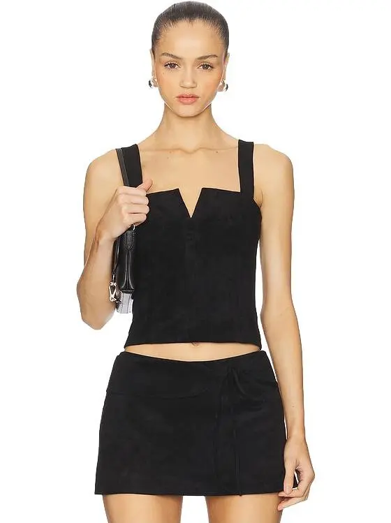 Amanda Uprichard X Revolve Nia Suede Top - Black