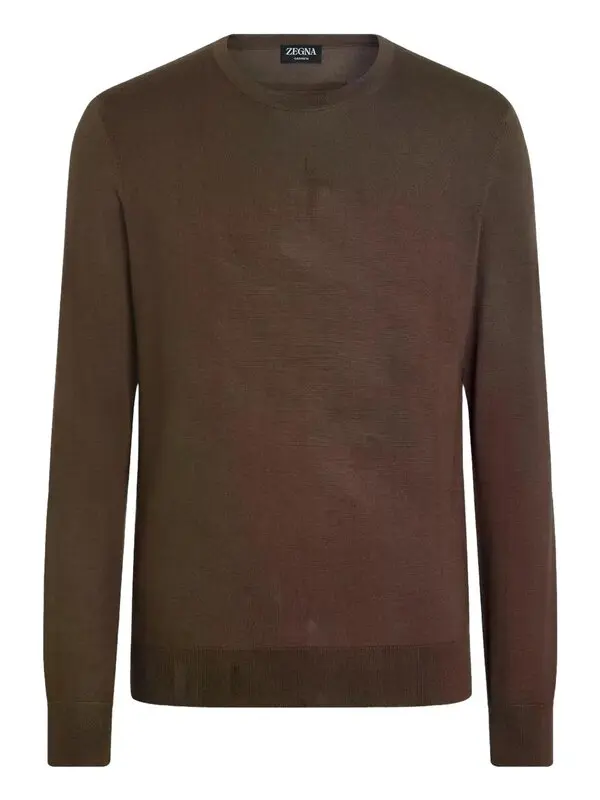 Zegna Mélange Crew-neck Sweater - Brown