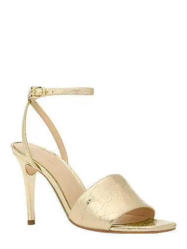 Michael Kors Elyse Crackled Metallic Leather Sandal - Gold