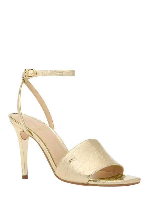 Michael Kors Elyse Crackled Metallic Leather Sandal - Gold