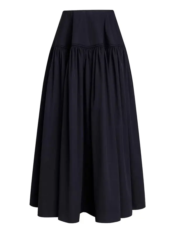 Alaïa Cotton Poplin Bell Maxi Skirt - Black
