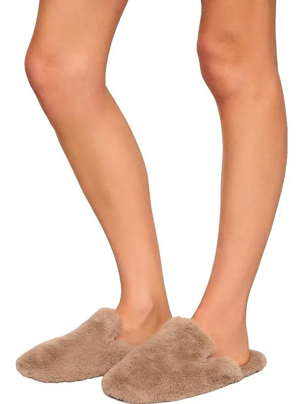 Eberjey Plush Faux Fur Mule Slippers - Toffee