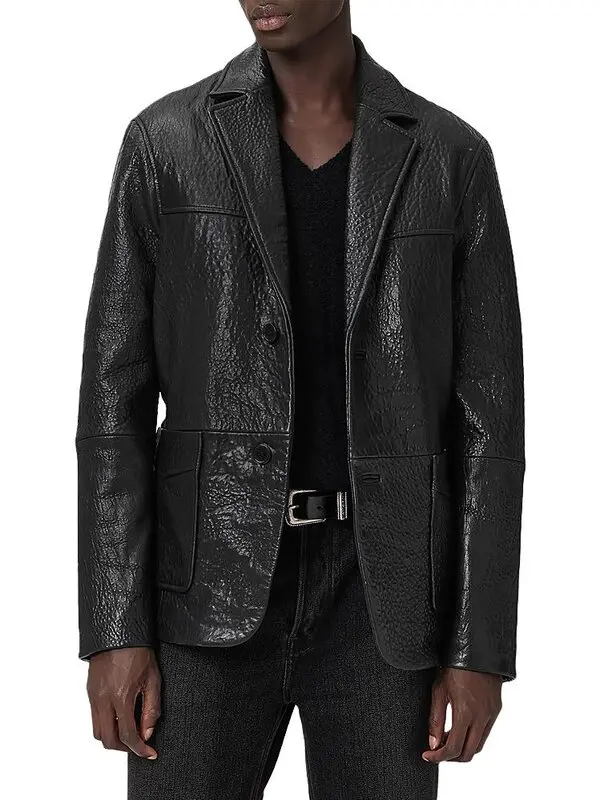 ALLSAINTS Shadwell Leather Blazer - Black