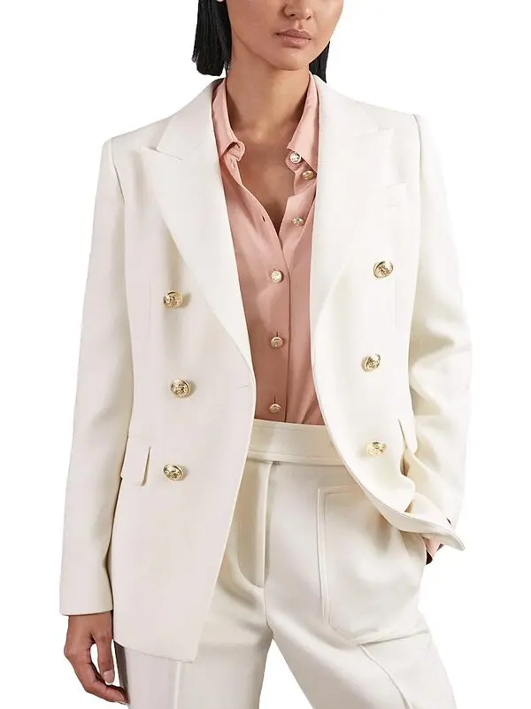 REISS Petite Lily Double Breasted Blazer - White