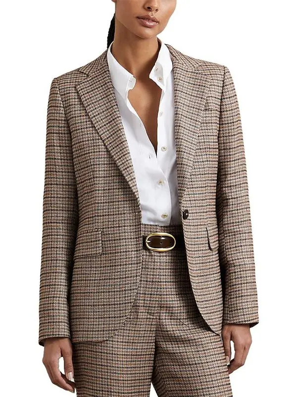 REISS River Single Breasted Check Jacket - Neutral Check