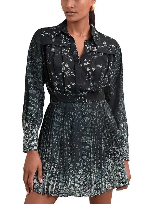 REISS Ali Printed Flippy Dress - Navy
