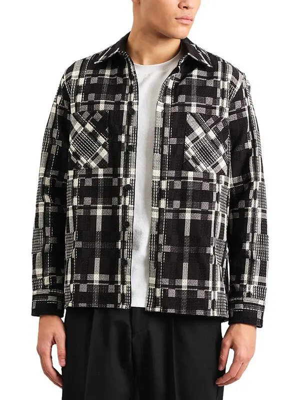 WAX LONDON Whiting Overshirt - Black/ecru