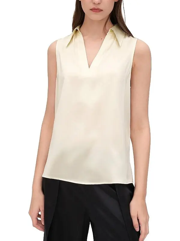 Lilysilk Sleeveless V-neck Shirt - Lily White