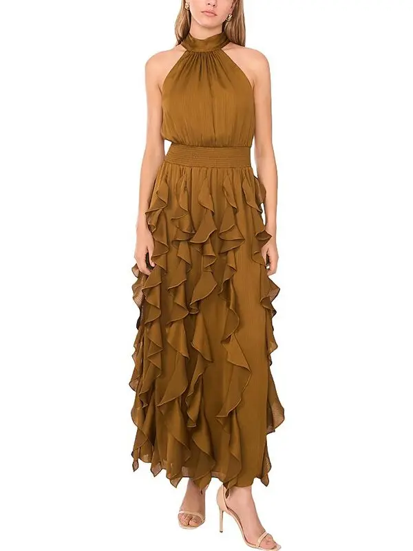 1.State Flounce Cascading Maxi Dress - Cinnamon Latte