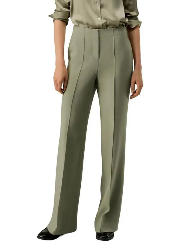 Lilysilk Silk-wool Twill Flare Pants - Laurel Oak