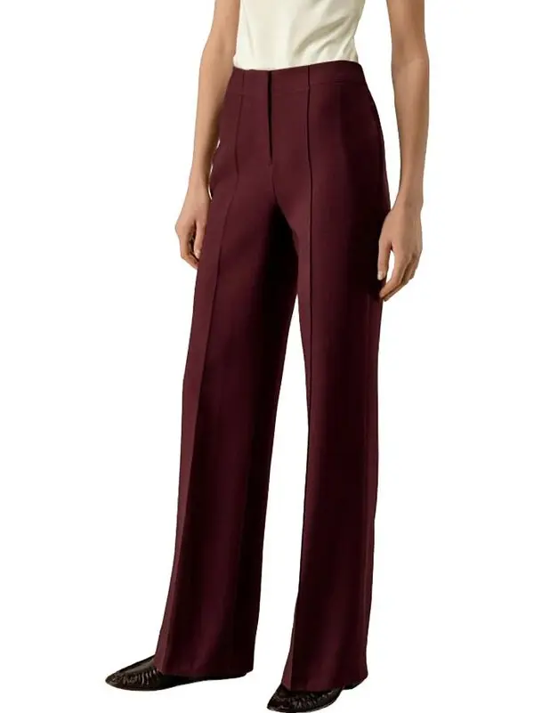 Lilysilk Silk-wool Twill Flare Pants - Pinot Noir