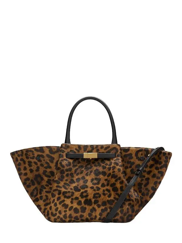 DEMELLIER Midi New York Calf Hair Tote - Black Leopard