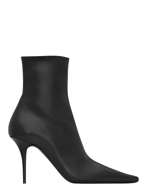 Saint Laurent Ashley Booties In Smooth Leather - Black Lambskin